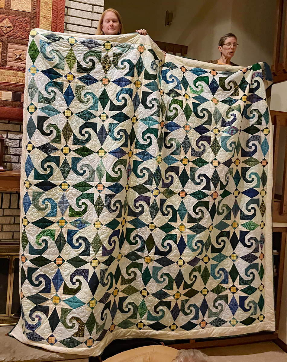 Alice and Anne Holding-Up the MAD Quilt (Front) | RegenAxe