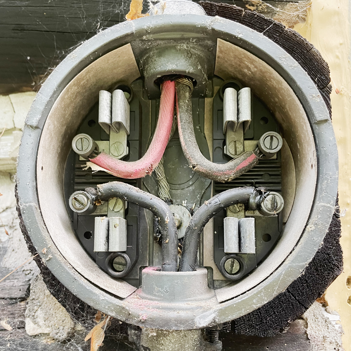 Meter Box with Melted Insulation on Lower-Right Post | RegenAxe